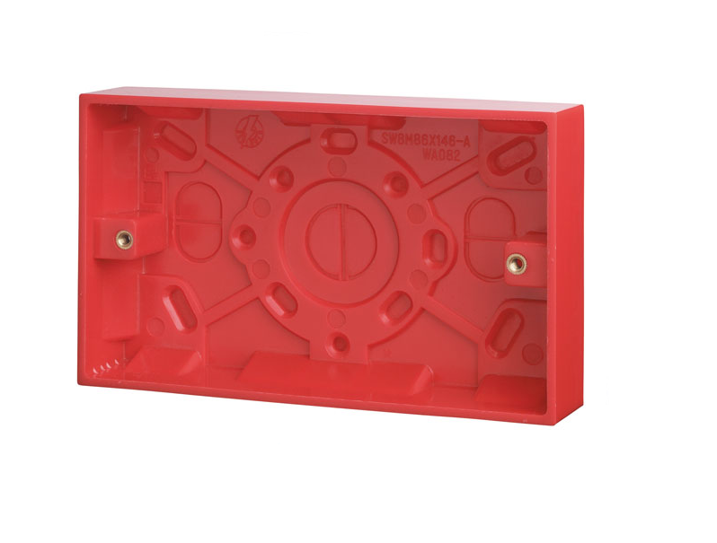 2 Gang 25mm Deep Surface Pattress Box - Red (WA185) - PS Electrical ...