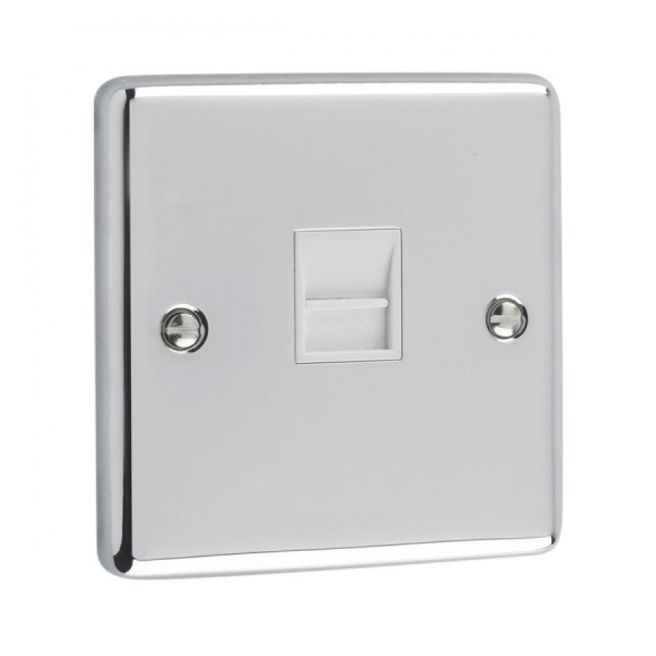 UEP 1 Gang Telephone Socket Secondary Polished Chrome White Inserts ...