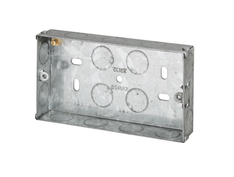 2 Gang 25mm Deep Galvanised Steel K.O. Box (WA094) | PS Electrical ...