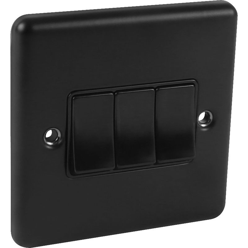 UEP Matt Black 3 Gang 2 Way 10 Amp Switch W03MBB | PS Electrical Wholesale